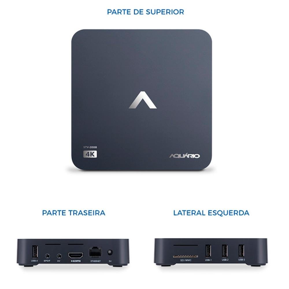Smart TV Box Android Aquário - STV-2000 | KaBuM!