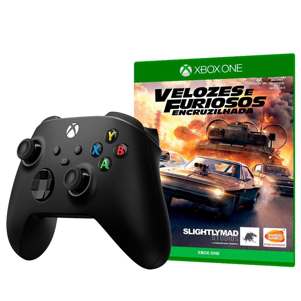 Controle Microsoft Xbox, Sem Fio, Preto - QAT-00007 + Game Velozes e ...
