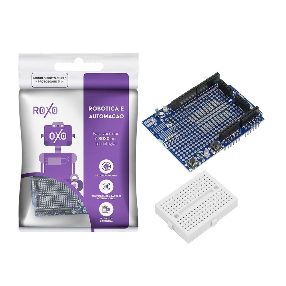 Módulo Proto Shield + Protoboard Mini RoXo | KaBuM!