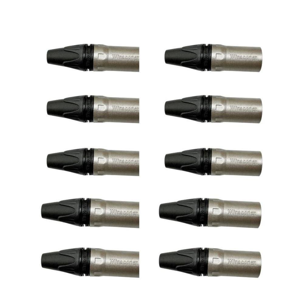 Kit 10 Conectores Linha XLR Plug Macho 3 Polos