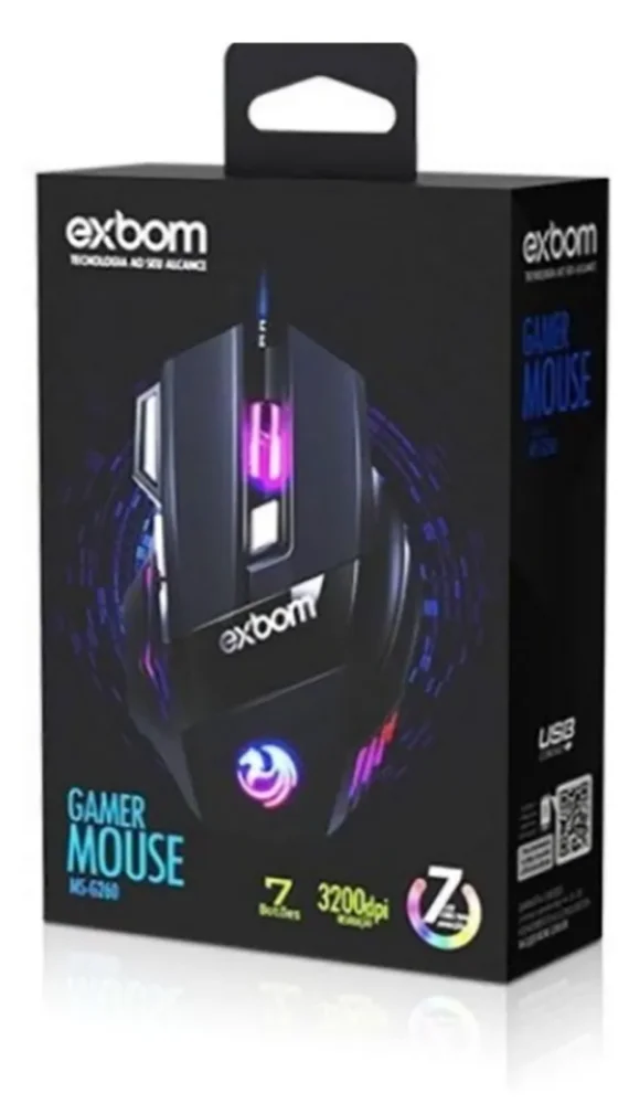 Mouse Gamer Exbom 3200 Dpi Óptico KaBuM