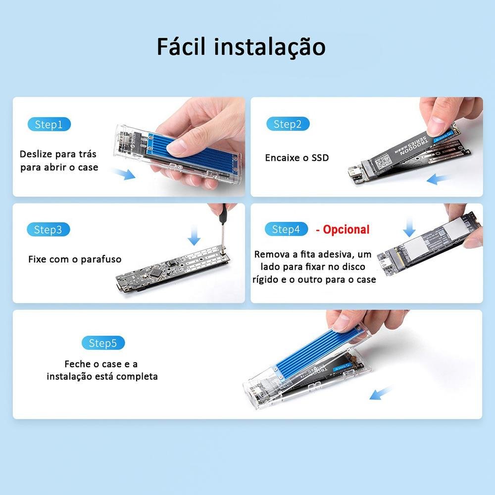 Case SSD Externo M2 Nvme Sata Exbom KaBuM