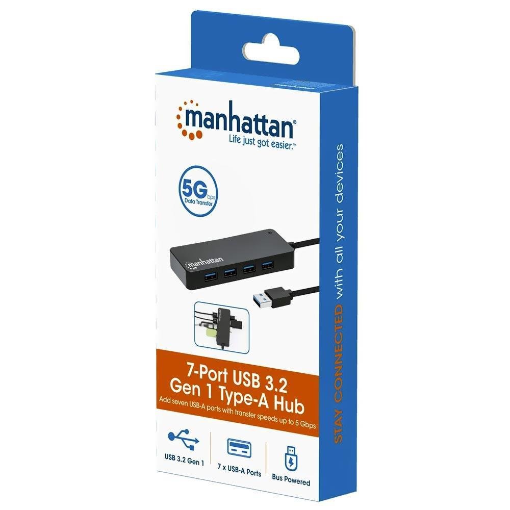 Hub USB 32 Manhattan 7 Portas Preto KaBuM