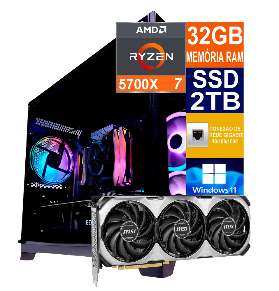 Computador Tech Power Shop AMD Ryzen 7 5700x